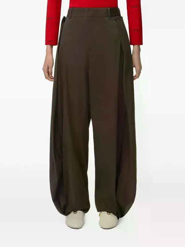 Loewe Draped Panel Trousers Wide Leg - Brown