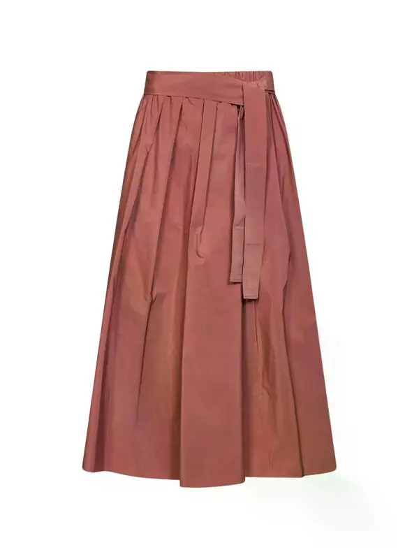 Max Mara Pleated Belted Midi Skirt - Pink