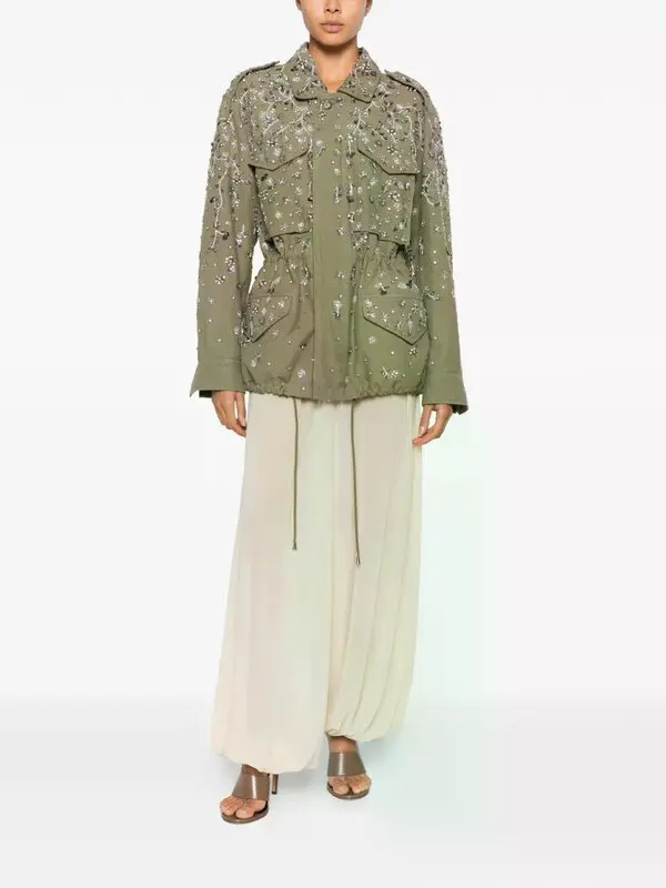 NOUVELLE VAGUE Crystal-embellished Zip-up Cotton Jacket