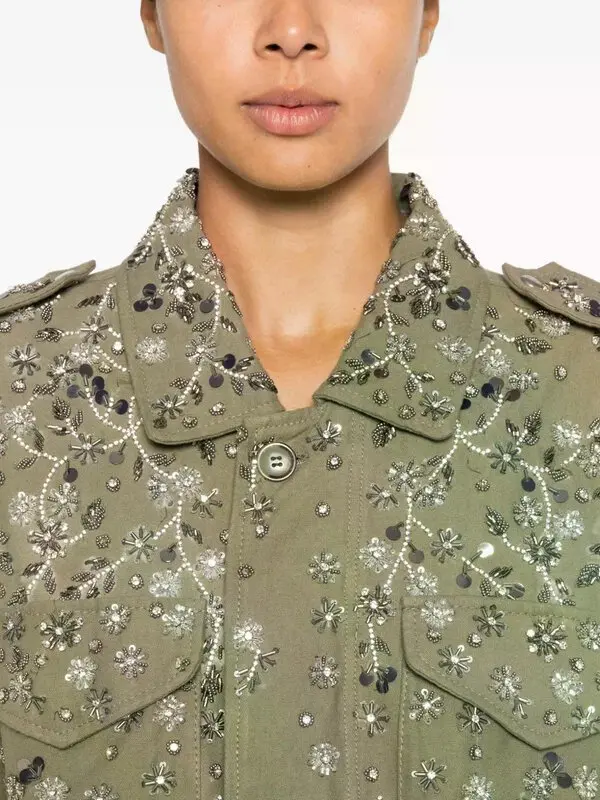 NOUVELLE VAGUE Crystal-embellished Zip-up Cotton Jacket