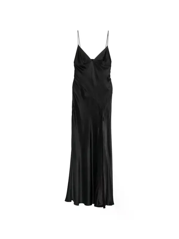 Alberta Ferretti Satin-finish Side-slit Maxi Dress - Black