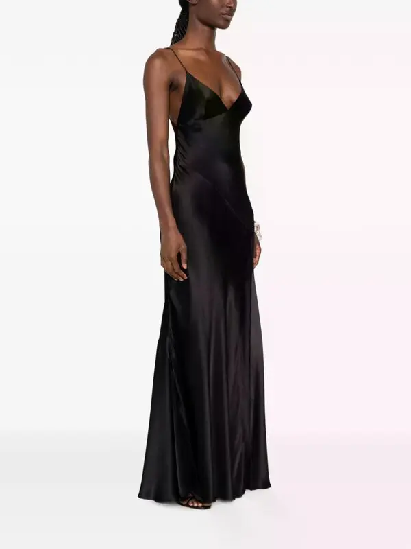 Alberta Ferretti Satin-finish Side-slit Maxi Dress