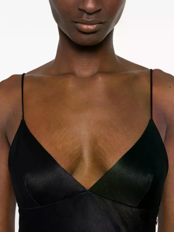 Alberta Ferretti Satin-finish Side-slit Maxi Dress