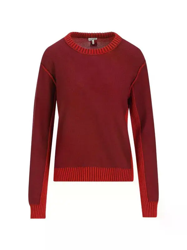 Loewe Anagram-embroidered Ribbed-trim Sweater - Red