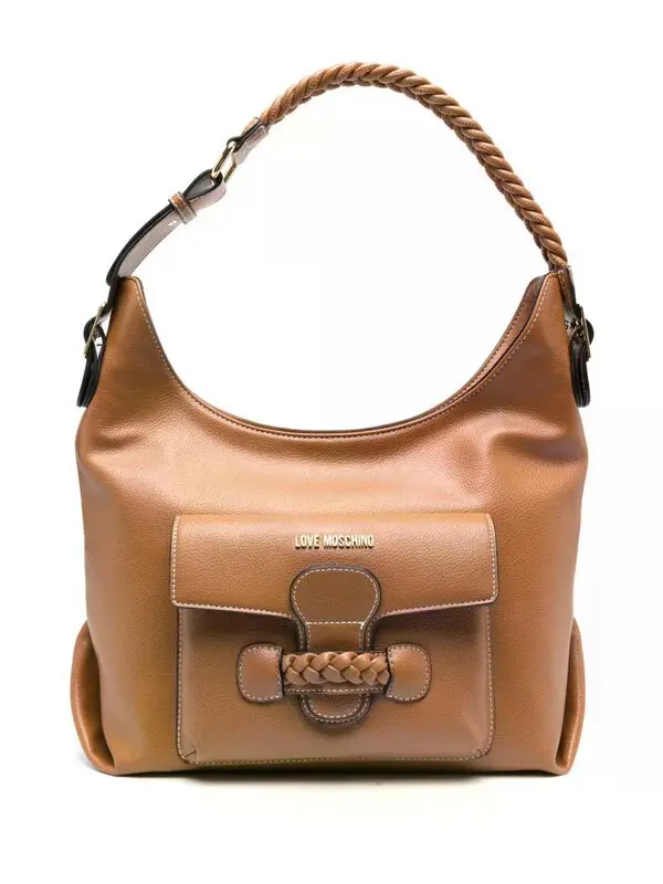 Moschino Logo Plaque Shoulder Bag - Brown