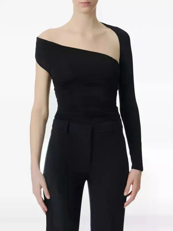 Elisabetta Franchi Asymmetric Ruched Top - Black