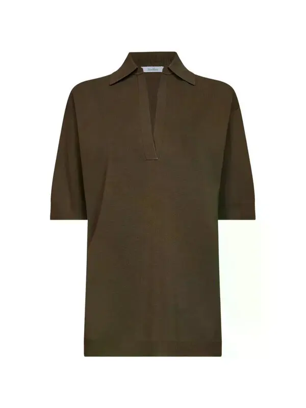 Max Mara Milano-knit Polo-collar Top - Brown