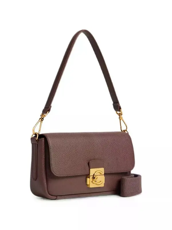 COCCINELLE C-me Lock Grainy Leather Shoulder Bag - Brown