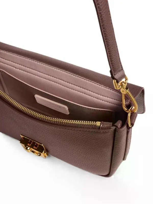 COCCINELLE C-me Lock Grainy Leather Shoulder Bag - Brown