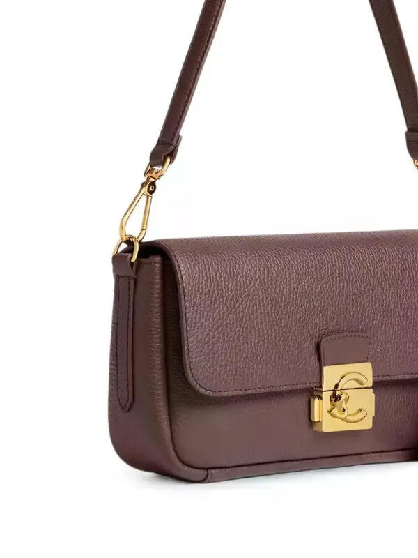 COCCINELLE C-me Lock Grainy Leather Shoulder Bag - Brown