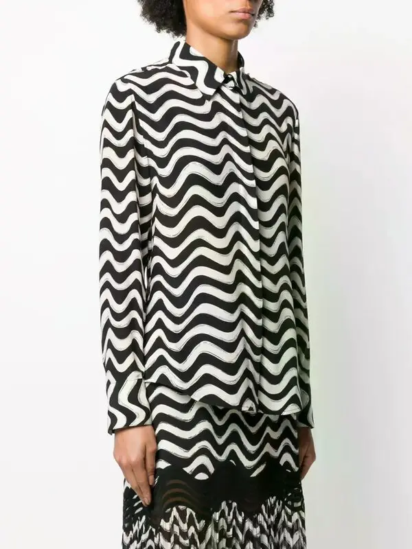Stella McCartney Wave-print Long-sleeve Shirt