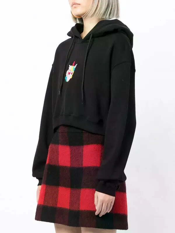 IRENEISGOOD Unicorn-patch Cropped Hoodie