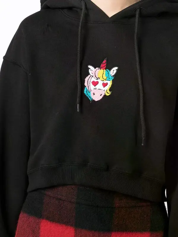 IRENEISGOOD Unicorn-patch Cropped Hoodie