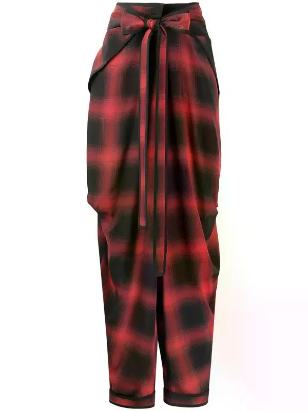Stella McCartney Bessie Check Silk Trousers - Red