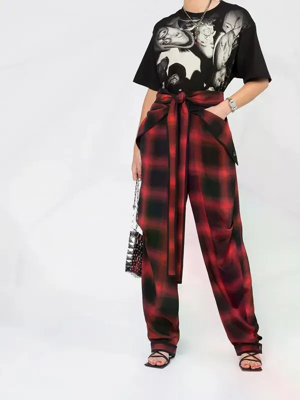 Stella McCartney Bessie Check Silk Trousers