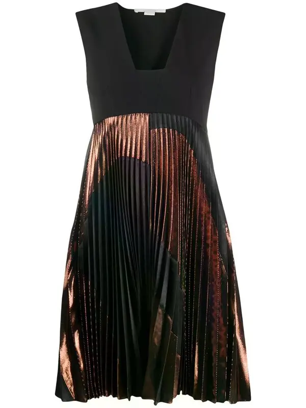 Stella McCartney Metallic-panel Pleated Dress