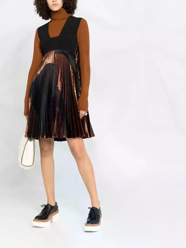 Stella McCartney Metallic-panel Pleated Dress