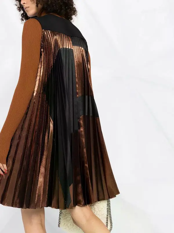 Stella McCartney Metallic-panel Pleated Dress