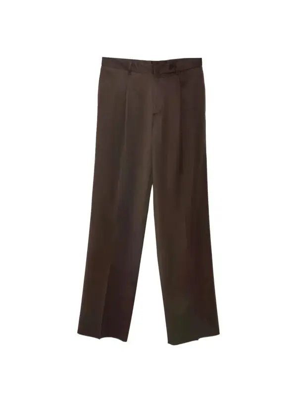 LARDINI Pleated Straight-leg Trousers - Brown