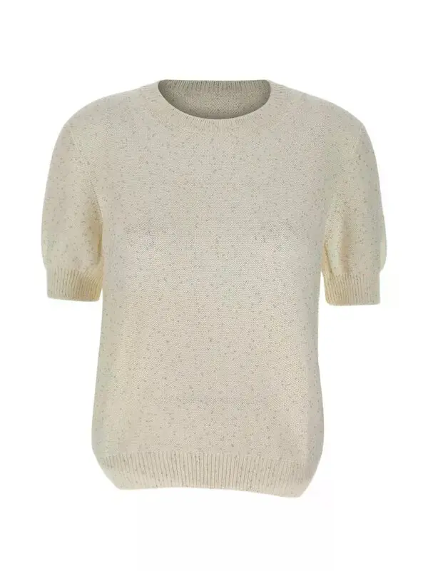 GRAN SASSO Sequin-embellished Short-sleeve Sweater - Neutrals