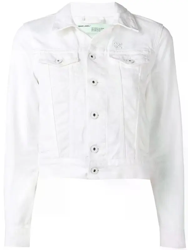 Off-White Cropped Denim Jacket - White