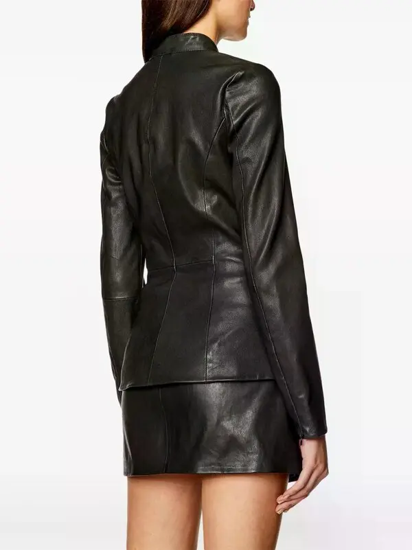 DIESEL® Sheepskin Leather Jacket With Logo Patch