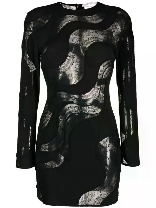 Stella McCartney Makenzie Wave Lace-insert Dress - Black