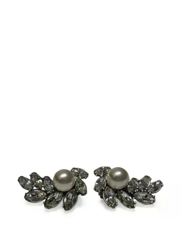 Tory Burch Clustered Crystal Pearl Earrings - Black
