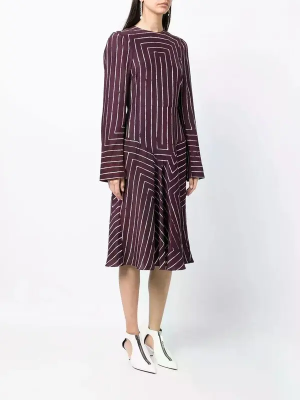 Stella McCartney Striped Silk Midi Dress