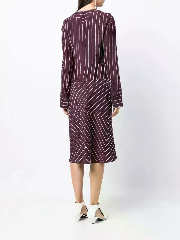 Stella McCartney Striped Silk Midi Dress