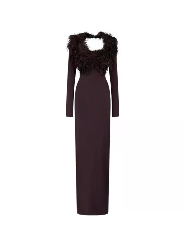 Attico Feather-trim Maxi Dress