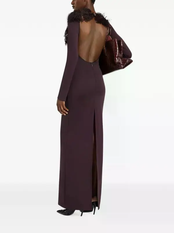 Attico Feather-trim Maxi Dress