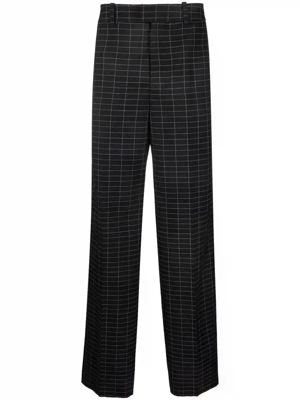 Off-White Grid Pattern Straight Leg Trousers - Black