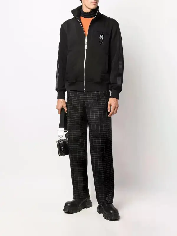 Off-White Grid Pattern Straight Leg Trousers