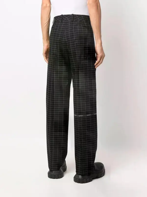 Off-White Grid Pattern Straight Leg Trousers