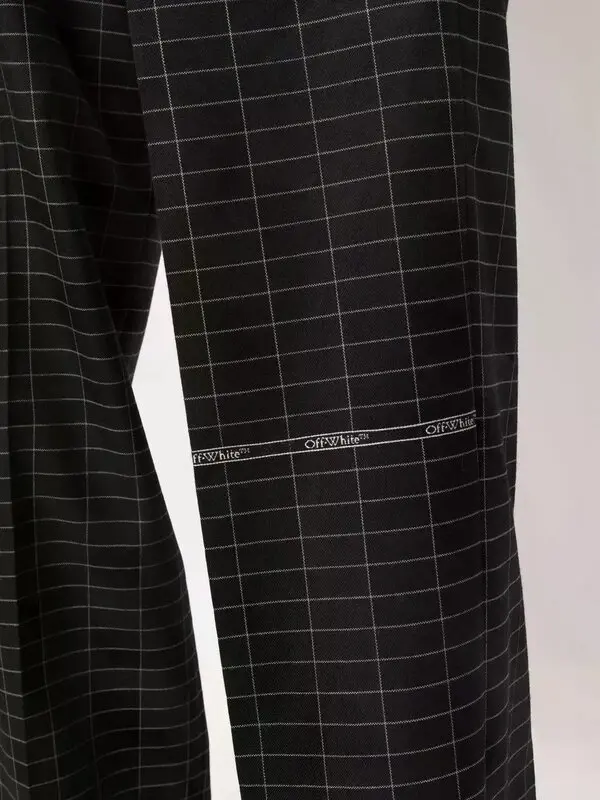 Off-White Grid Pattern Straight Leg Trousers