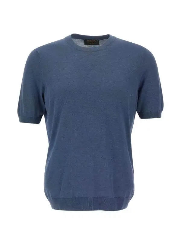 GRAN SASSO Short-sleeved Silk Top - Blue