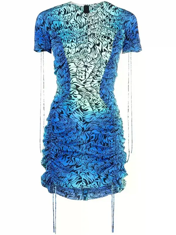 Stella McCartney Ruched Graphic-print Minidress