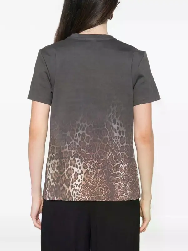Max Mara Quieto Leopard-print Rhinestone-logo T-shirt - Grey