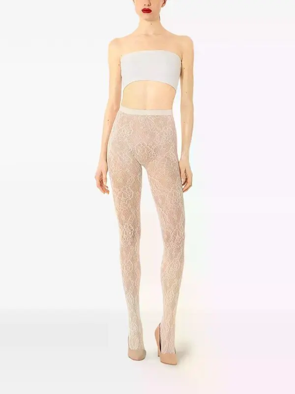 Wolford Floral Lace-mesh Tights - Neutrals