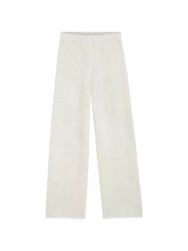 BOSS Crochet-knit Wide-leg Trousers - Neutrals