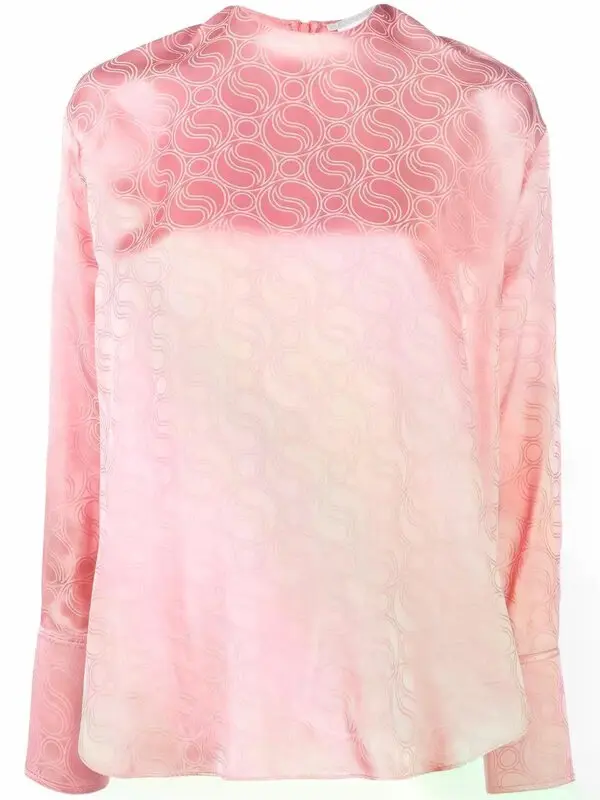 Stella McCartney Geometric-pattern Long-sleeved Blouse - Pink