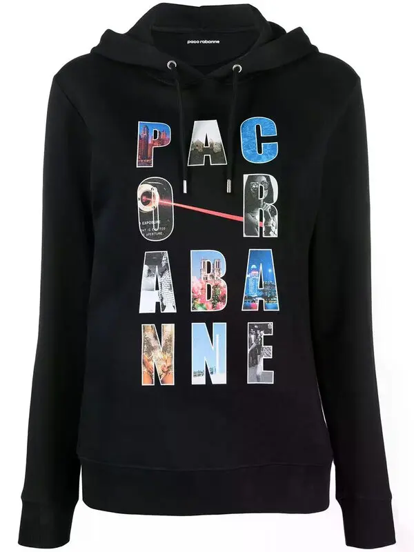 Rabanne Logo-print Drawstring Hoodie - Black