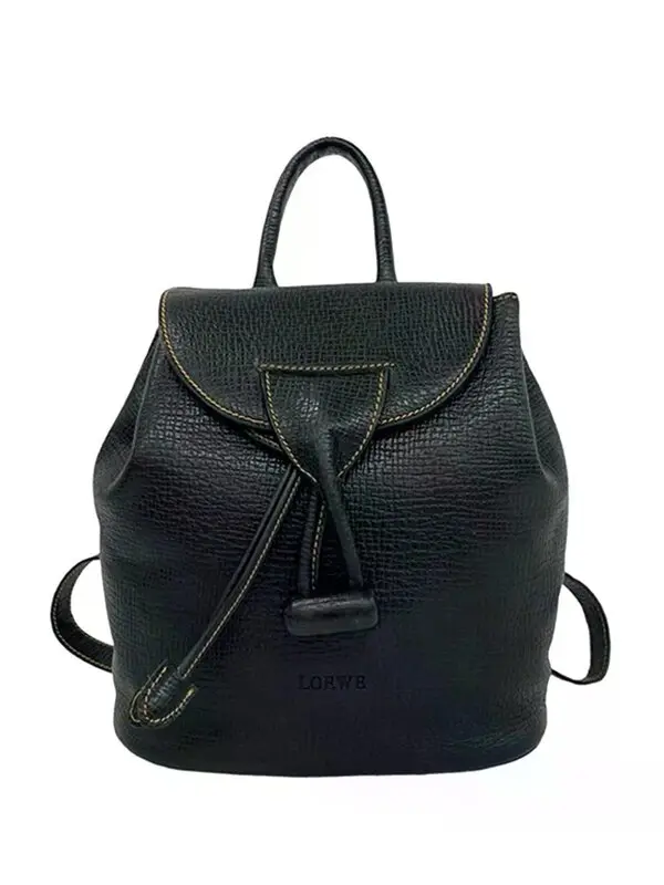Loewe 2000-2026 Textured Leather Toggle Flap Backpack - Black