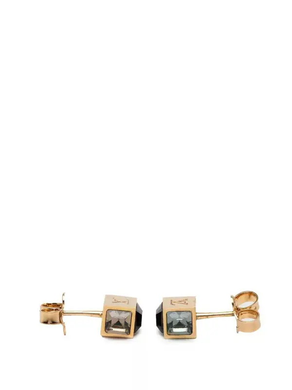 LOUIS VUITTON 2014 Plated Strass Gamble Push Back Earrings Costume Earrings