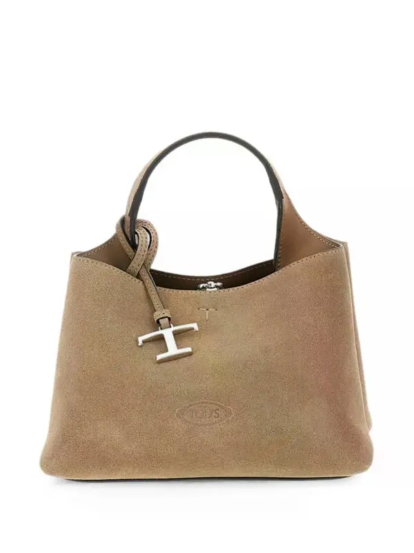 TOD'S T Timeless Calf Suede Clutch Bag - Neutrals