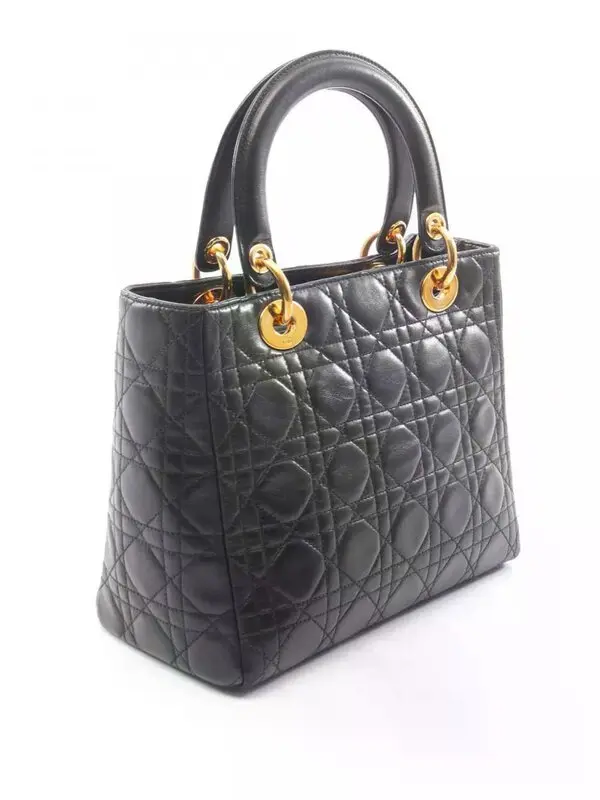 Dior Medium Lambskin Cannage Lady Satchel - Black