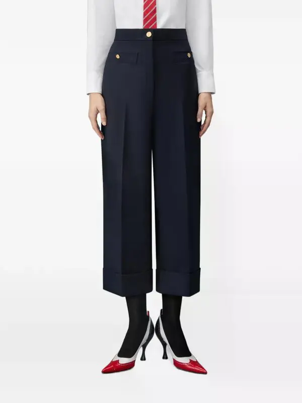 Thom Browne Hopsack Suiting Trousers With Signature Rwb Tab