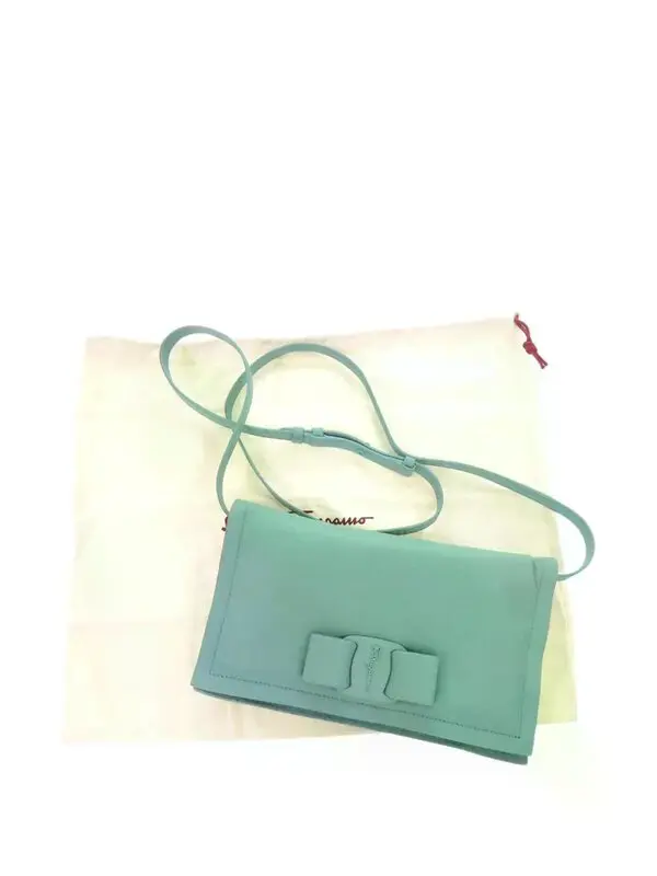 FERRAGAMO Mini Padded Leather Viva Bow Crossbody Bag - Blue