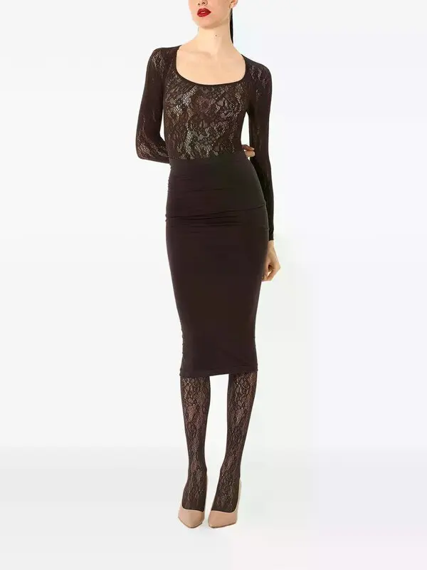 Wolford Floral Lace-mesh Tights - Brown